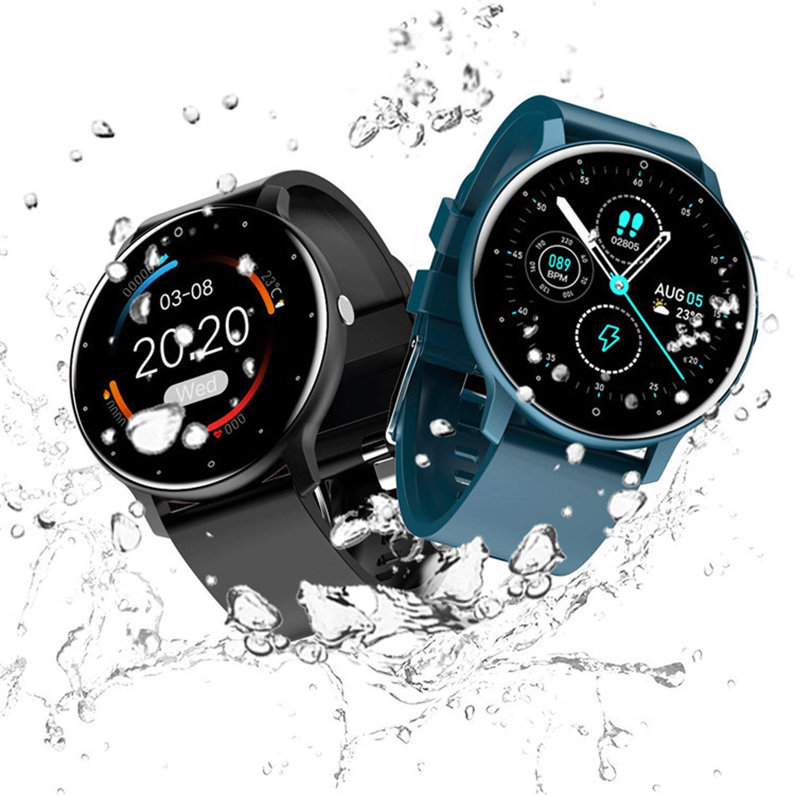 IVOBUY Men's and Women's Smart Watch ZL02 Fitness Tracker Compatible with Android and iOS Systems (Color : Black)