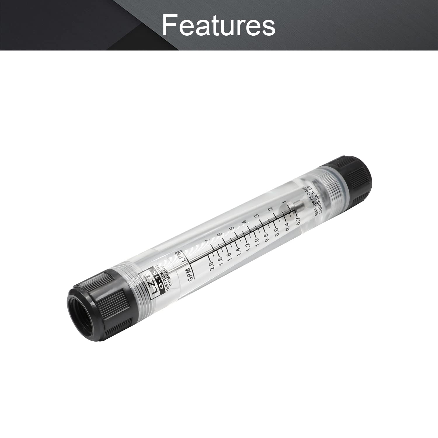 Othmro 0.2-2GPM Organic Glass Panel Type Water Flow Meter LZT-15G 1pcs