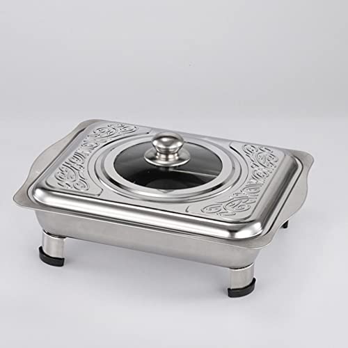 Angoily Dish Tray Chafing Dish Stainless Steel Buffet Pan with Lid Chafer Bowl Rectangular Serving Bowl Canteen Basin with Cover For Weddings Parties Banquets Catering Events Food Warmer