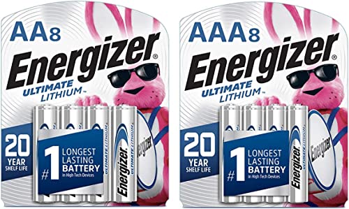 Energizer Ultimate Lithium AA Batteries and AAA Batteries, 8 Double A and 8 Triple A Batteries Combo