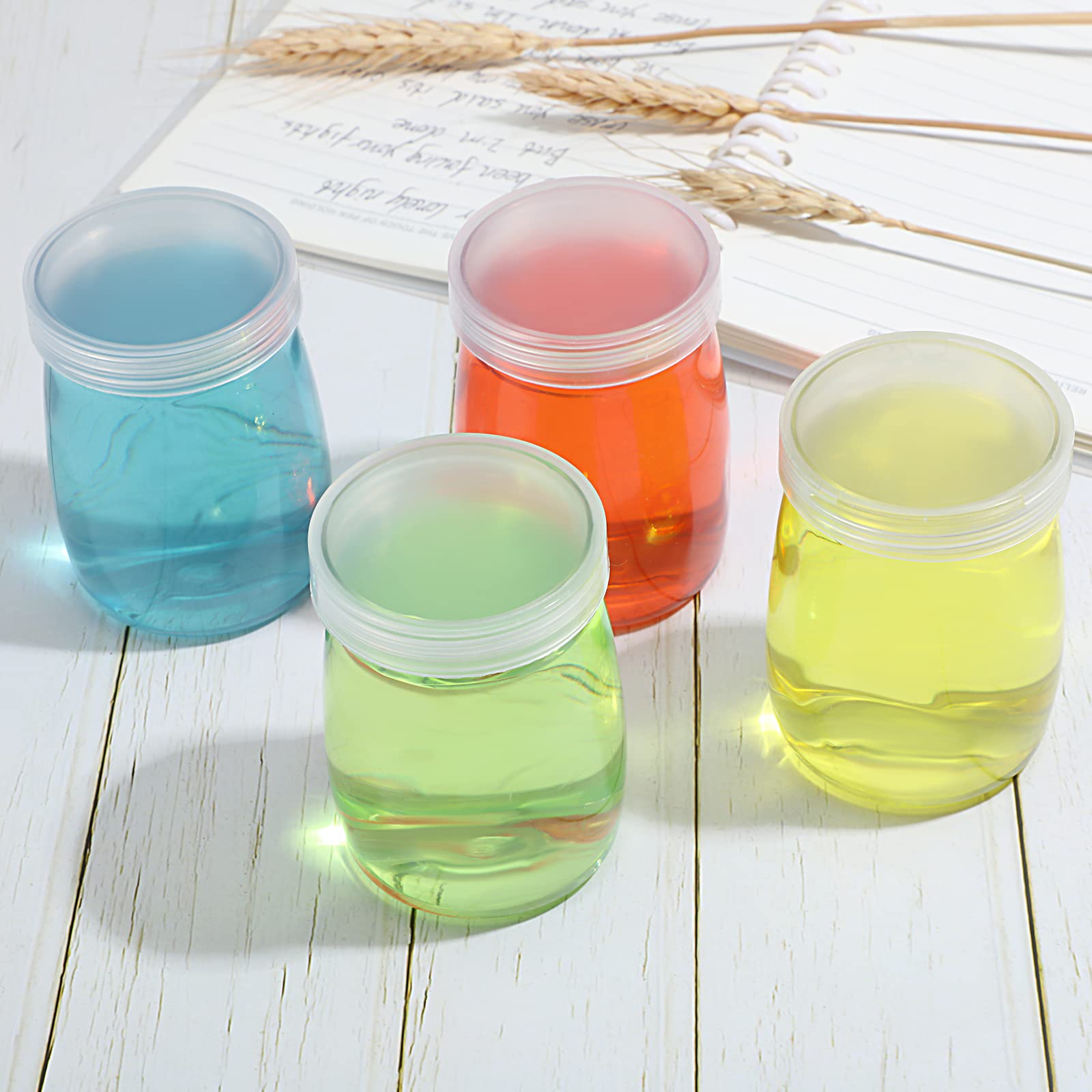 30 Packs 5 oz Plastic Jar with Clear Lids Reusable Containers Bulk Pudding Wide Mouth Mason Jars Small Spice Jars for Wedding Favors Baby Shower DIY Gift Jelly Herb Jams Candy Yogurt(30 Pieces)