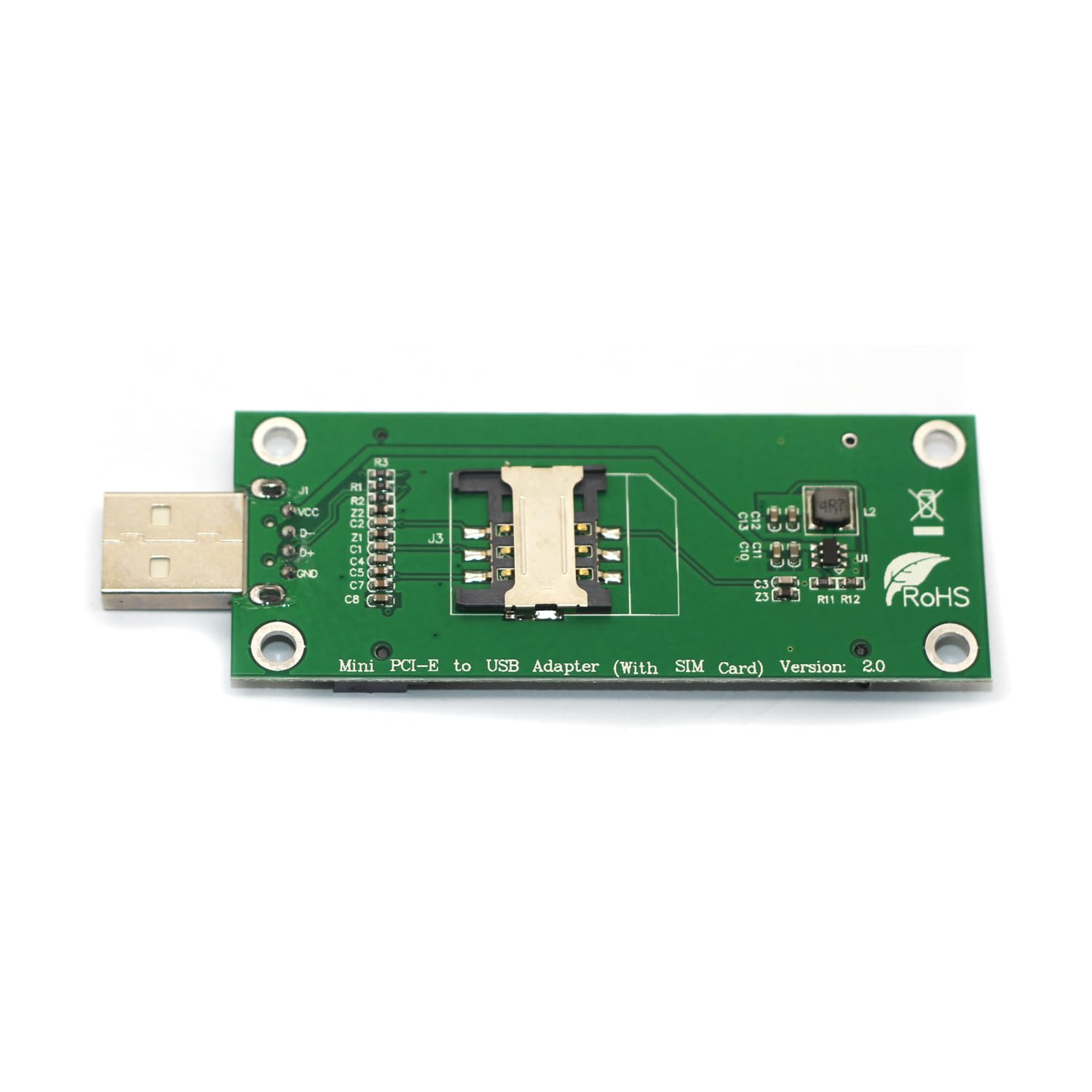 Mini PCIe WWAN Card to USB Adapter with SIM Slot, Mini PCI Express WWAN/LTE/4G Module Tester Converter, Support 30mm 50mm Wireless Wide Area Network Card