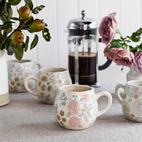 Dorotea Hand Painted Coffee and Tea Mugs, 16 Ounce, Set of 4, Assorted
