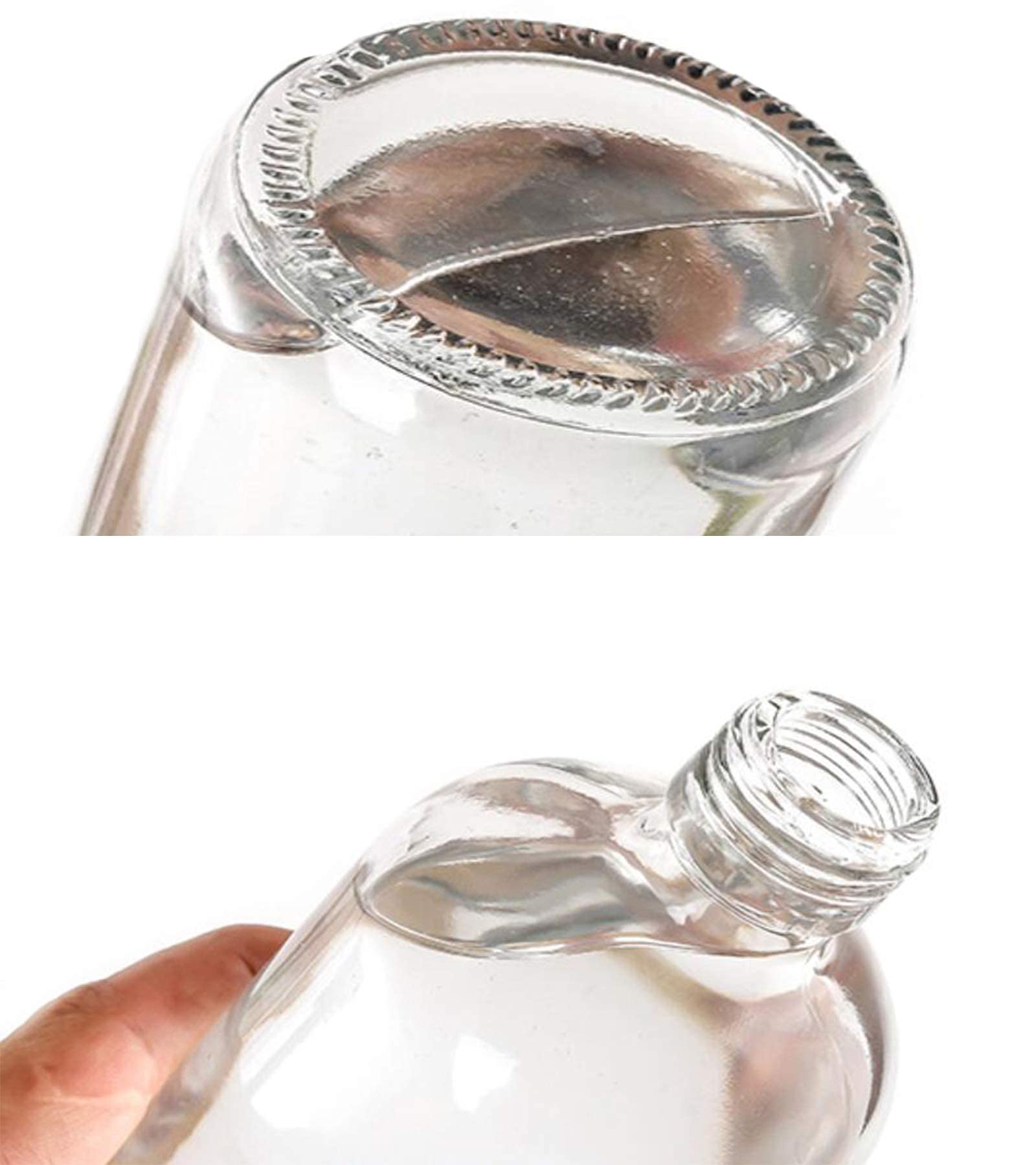 Yarlung 4 Pack 16 Oz Glass Pump Bottles, Clear Refillable Containers Glass Soap Dispenser for Essential Oils, Lotions, Cleaning Products, 4 Black Caps 6 Labels