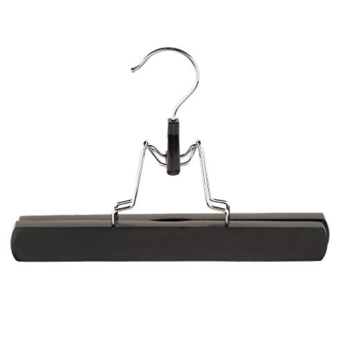 Yundxi Wooden Wig Hangers 5 Pack Non Slip Wood Pants Skirt Hangers Wood Jeans/Slack Hanger with 360° Swivel Hook (Black)