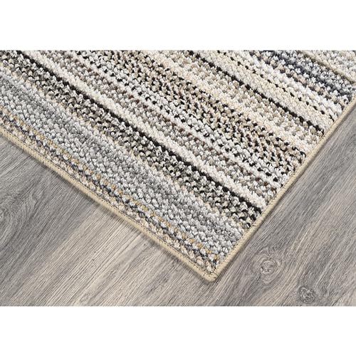 Garland Rug Carnival Stripe Assorted Earth Tone 12'x12' Modern Stain Resistance Area Rug