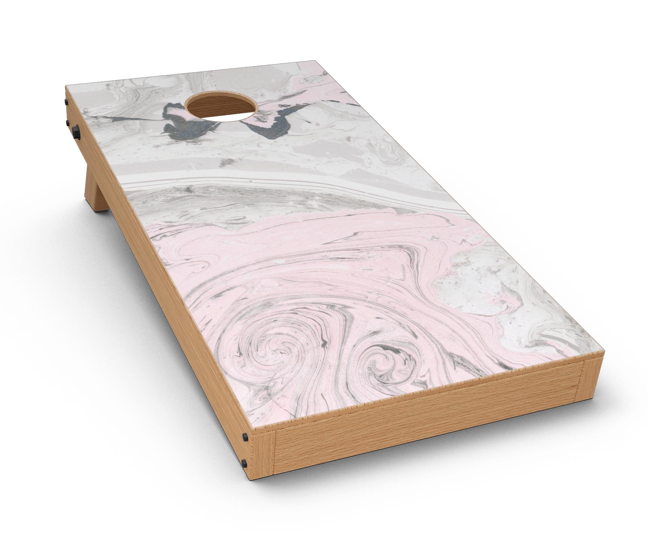 Design Skinz Marble Skin Set for Cornhole (Skin Only) - Mixtured Pink and Gray Textured Marble