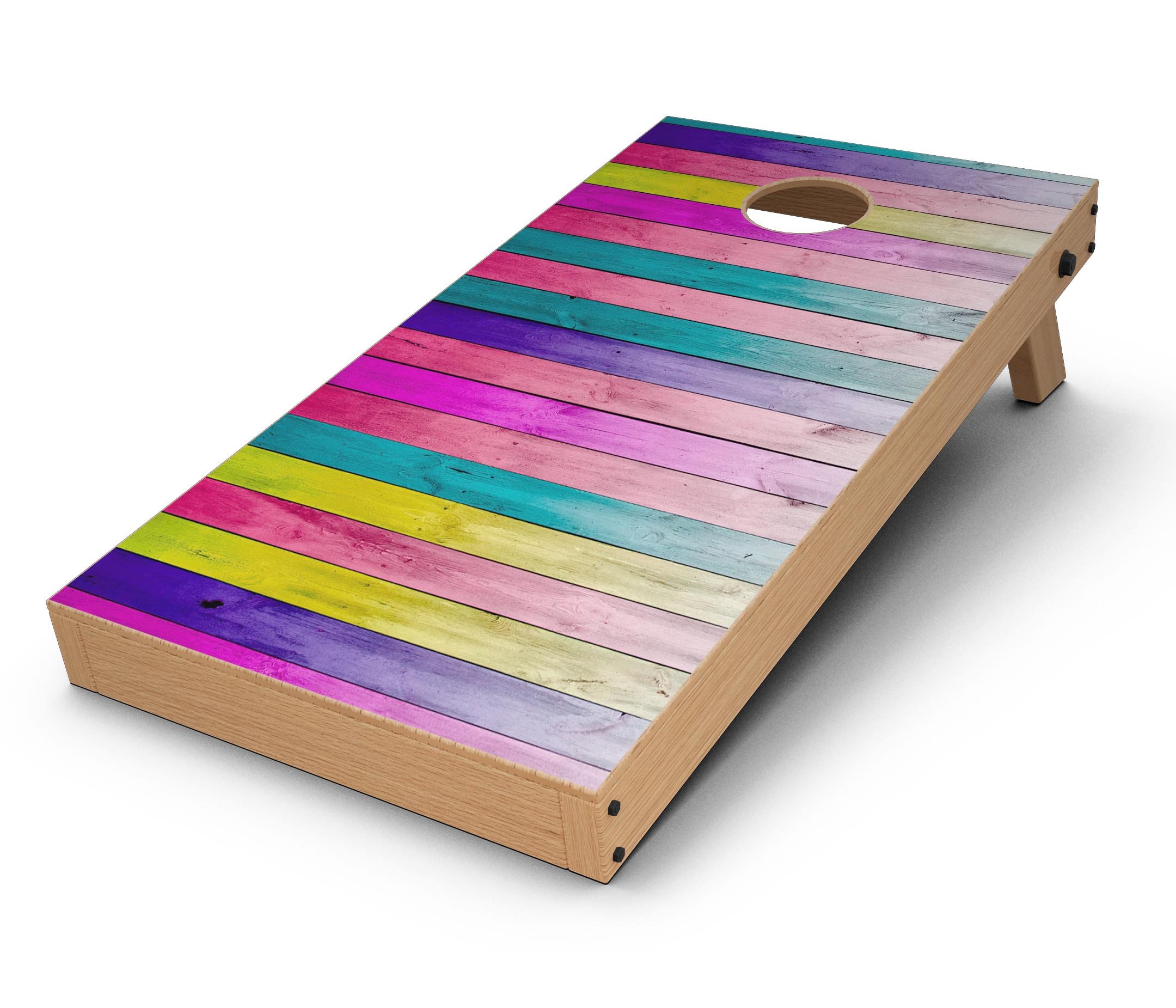 Design Skinz Wood Skin Set for Cornhole (Skin Only) - Vibrant Neon Colored Wood Strips