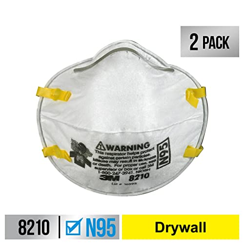 3M Performance Particulate N95 Respirator 8210 for Drywall Sanding, Disposable Respirator, 2-Pack