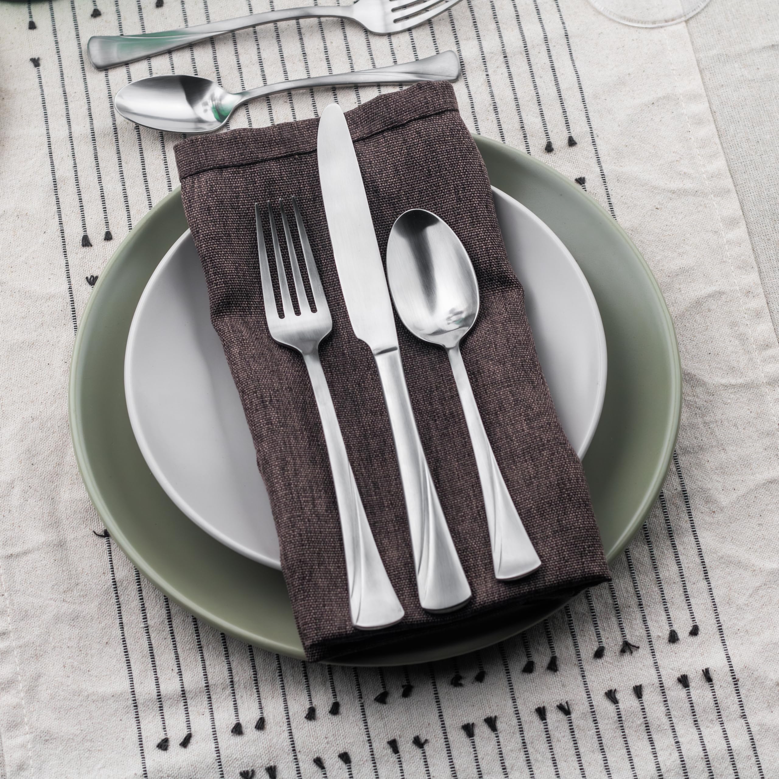 Alata Alice 20-Piece Silverware Set Stainless Steel Flatware Set,Service for 4,Matte Satin Polished Cutlery Set,Dishwasher Safe