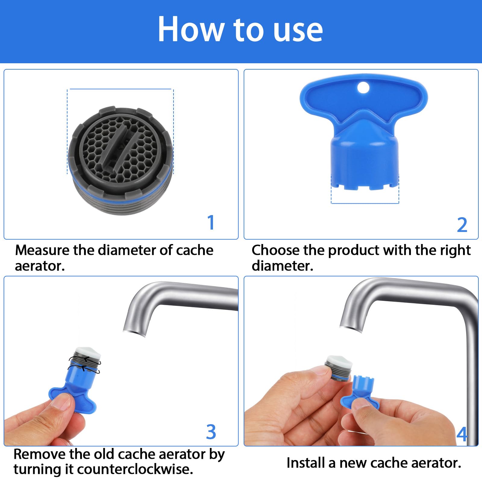 5 PCS Faucet Aerator Key Removal Wrench Tool Replacement Cache Aerators Removal Tool with 5 Sizes M16.5, M18.5, M21.5, M22.5, M24, Faucet Aerator Removal Tool for Bathroom Kitchen Sink