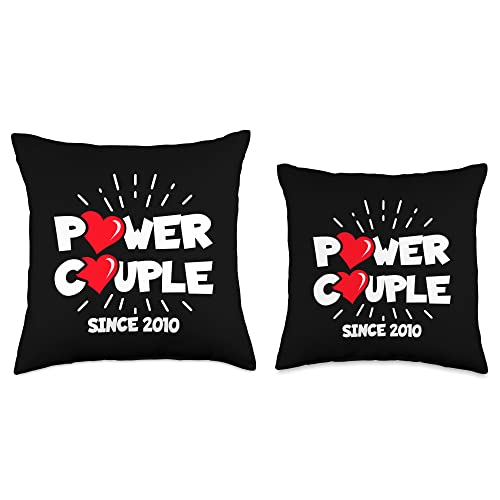 Anniversary Gifts for Him & Her Married Since 2010-Power Couple-13th Wedding Anniversary Throw Pillow, 18x18, Multicolor