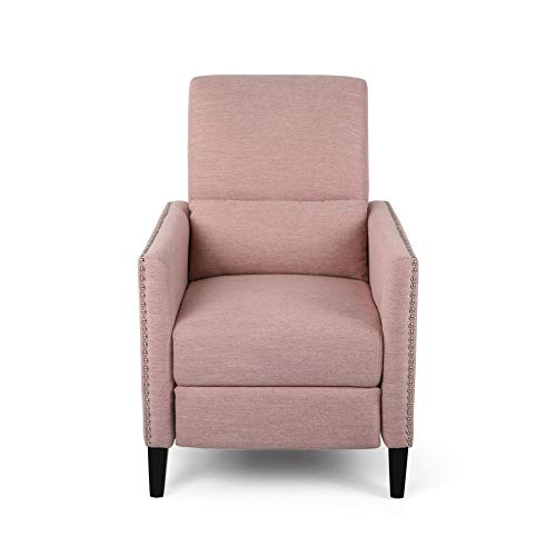 61.75" Pink and Brown Contemporary Push Back Recliner