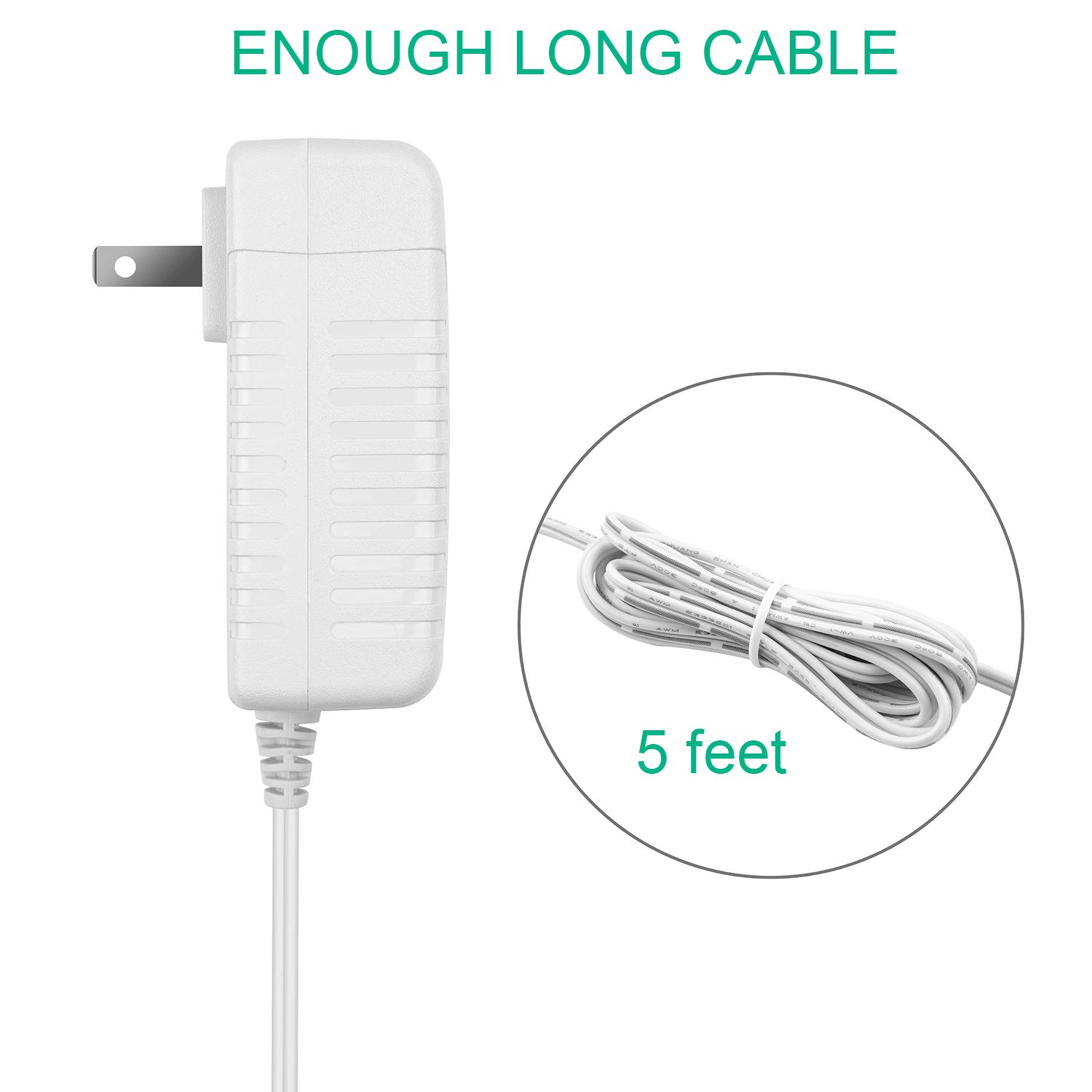 Power Adapter Replacement for Alexa Dot 4th Generation or 3rd Gen, Show 5 and Spot - Charger Cord 15W