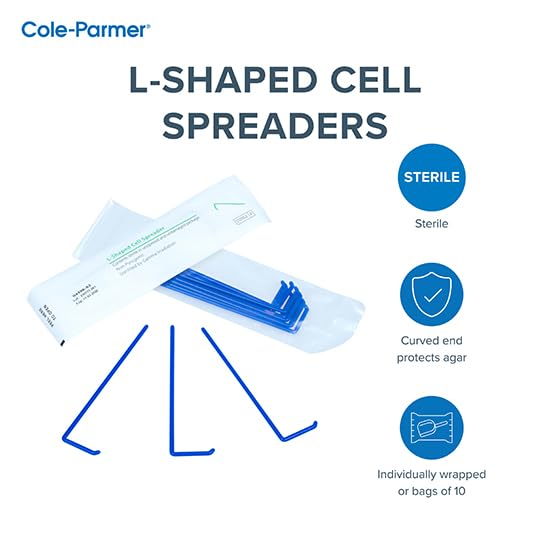 Argos C4050 Polypropylene Sterile Disposable Blue L-Shaped Cell Spreaders (Case of 500)