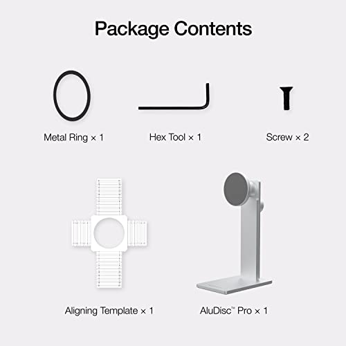 AluDisc Pro 360°-Directional Magnetic Aluminum Desk Phone Stand Tilt Swivel Rotate Angle Adjust Height 12" for All iPhone 15/14/13/12 Samsung Galaxy Note All Smartphones and Nintendo Switch (ST-520SI)