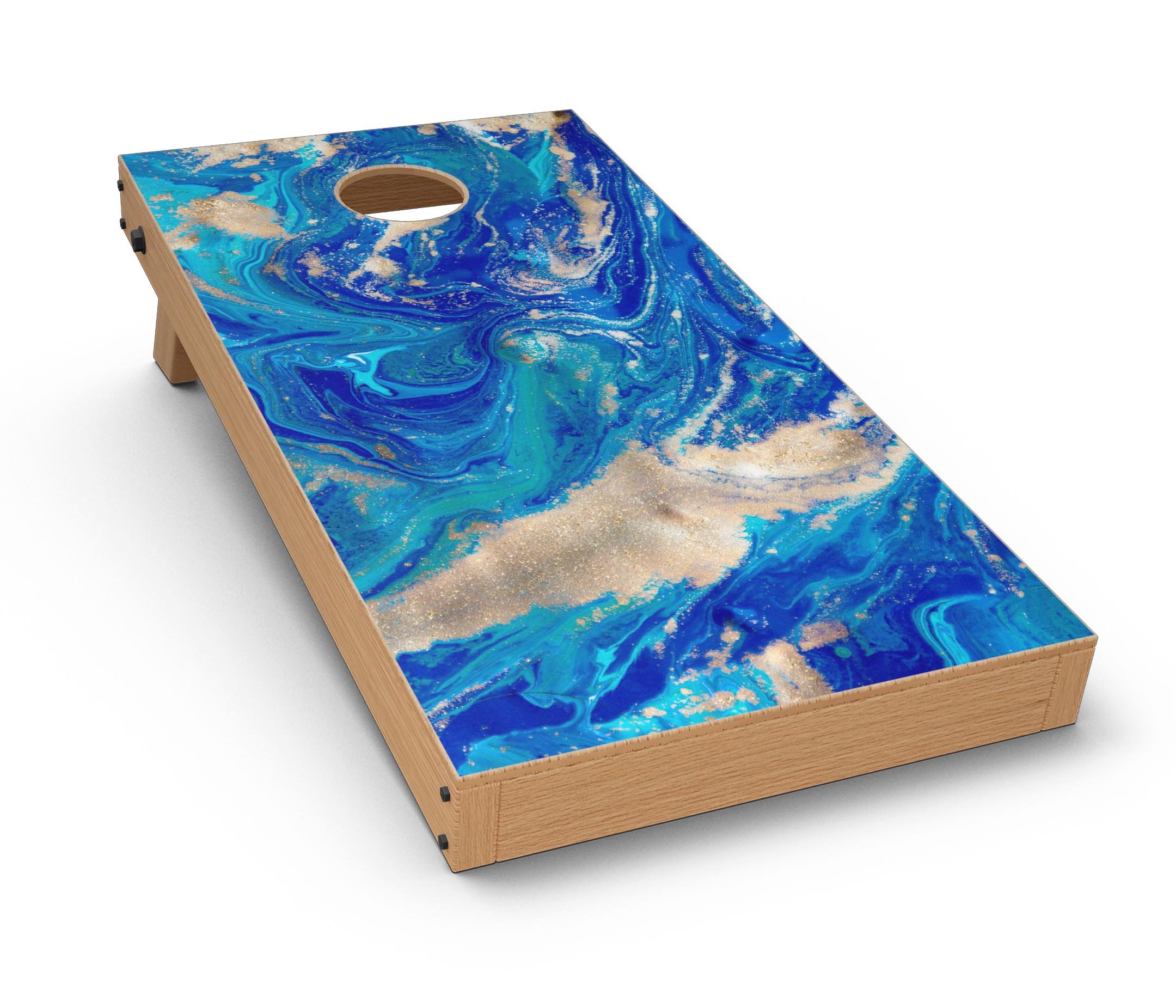 Design Skinz Summer Tropical Skin Set for Cornhole (Skin Only) - Vivid Blue Gold Acrylic
