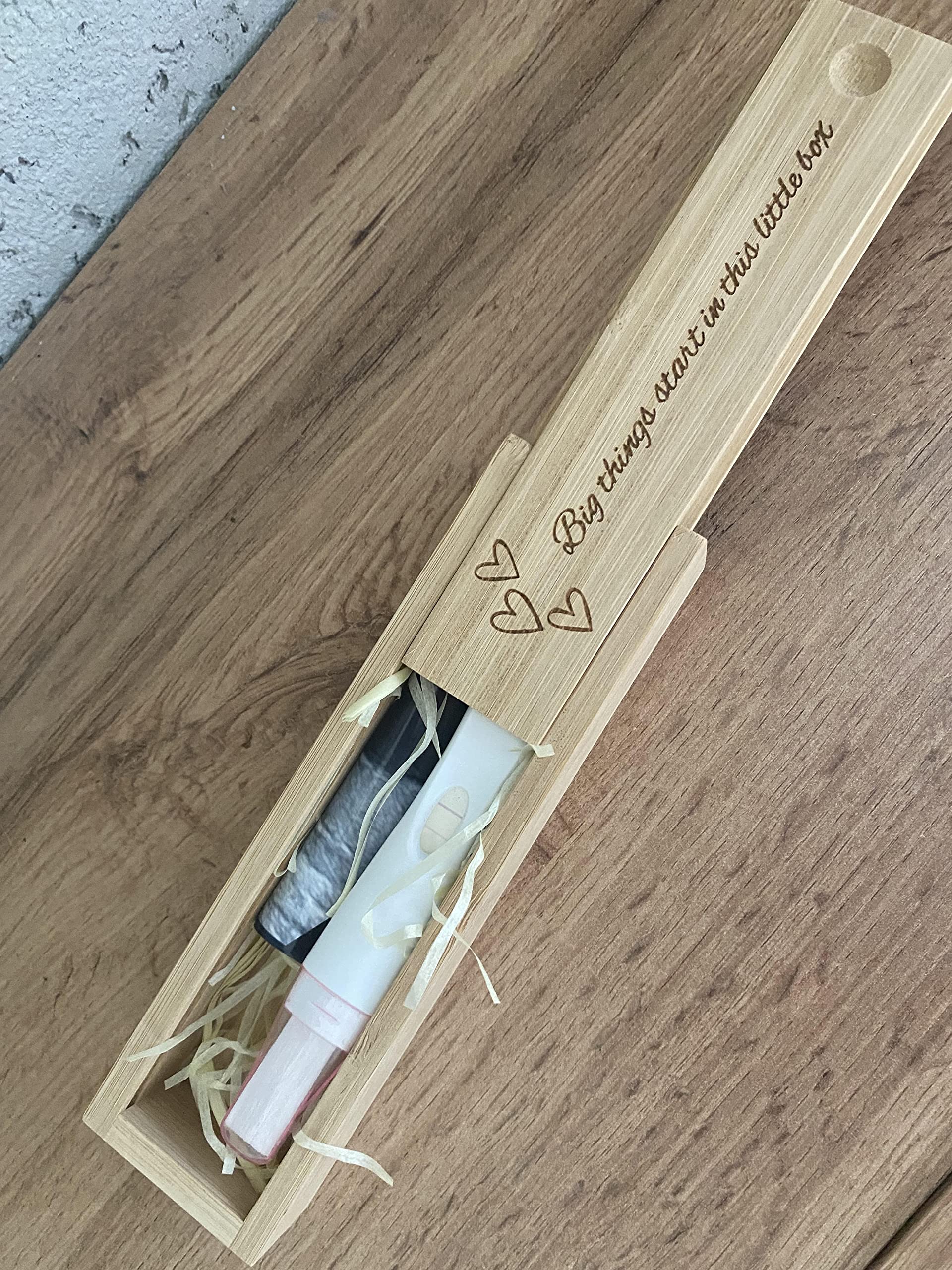 Pregnancy Test Keepsake Box for Baby Announcement to Partner Wooden Baby Keepsake Box