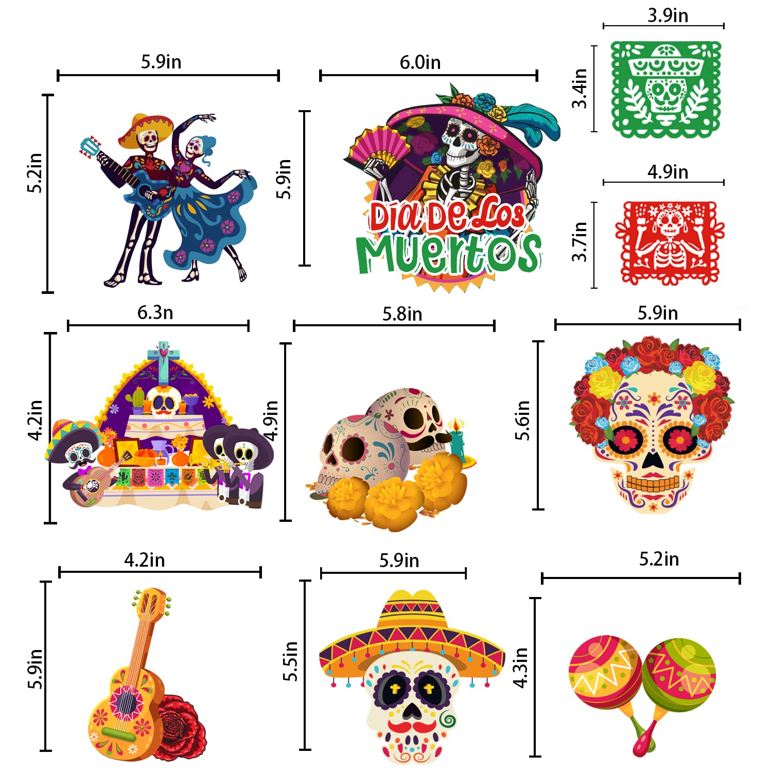 36 Pcs Dia De Los Muertos Decorations banner,NO-DIY Day Of The Dead Decorations Sugar Skull Decorations banner,Dia De Muertos Decorations for Mexican Party Supplies