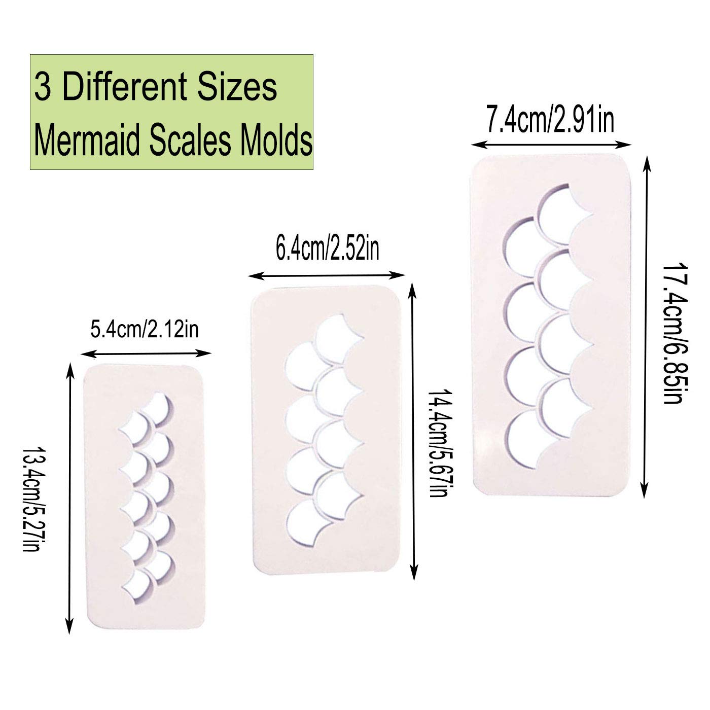 7 Pack Cake Fondant Embossing Mold Mermaid Scales Tropical Leaf Cookie Cutters Biscuit Moulds for Sugarcraft Fondant Baking Mold Cupcake Decorating