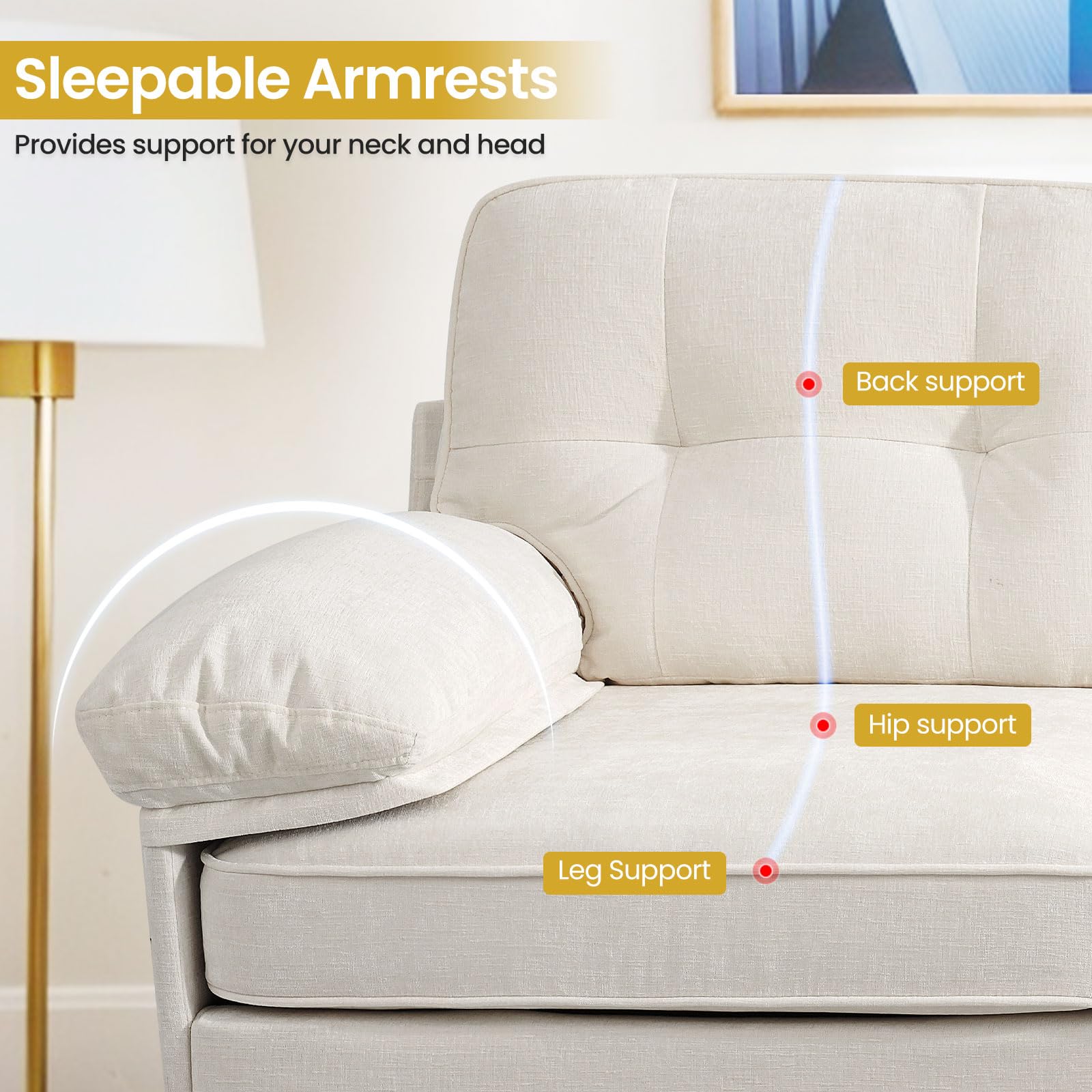82" White Sectional Couch w/Chaise, Chenille Cream Convertible L Shaped Sofa Couch, Mid-Modern Century 3 seat Pet-Friendly Couch for Living Room, Apartment, Office with Removable & Washable Cushions
