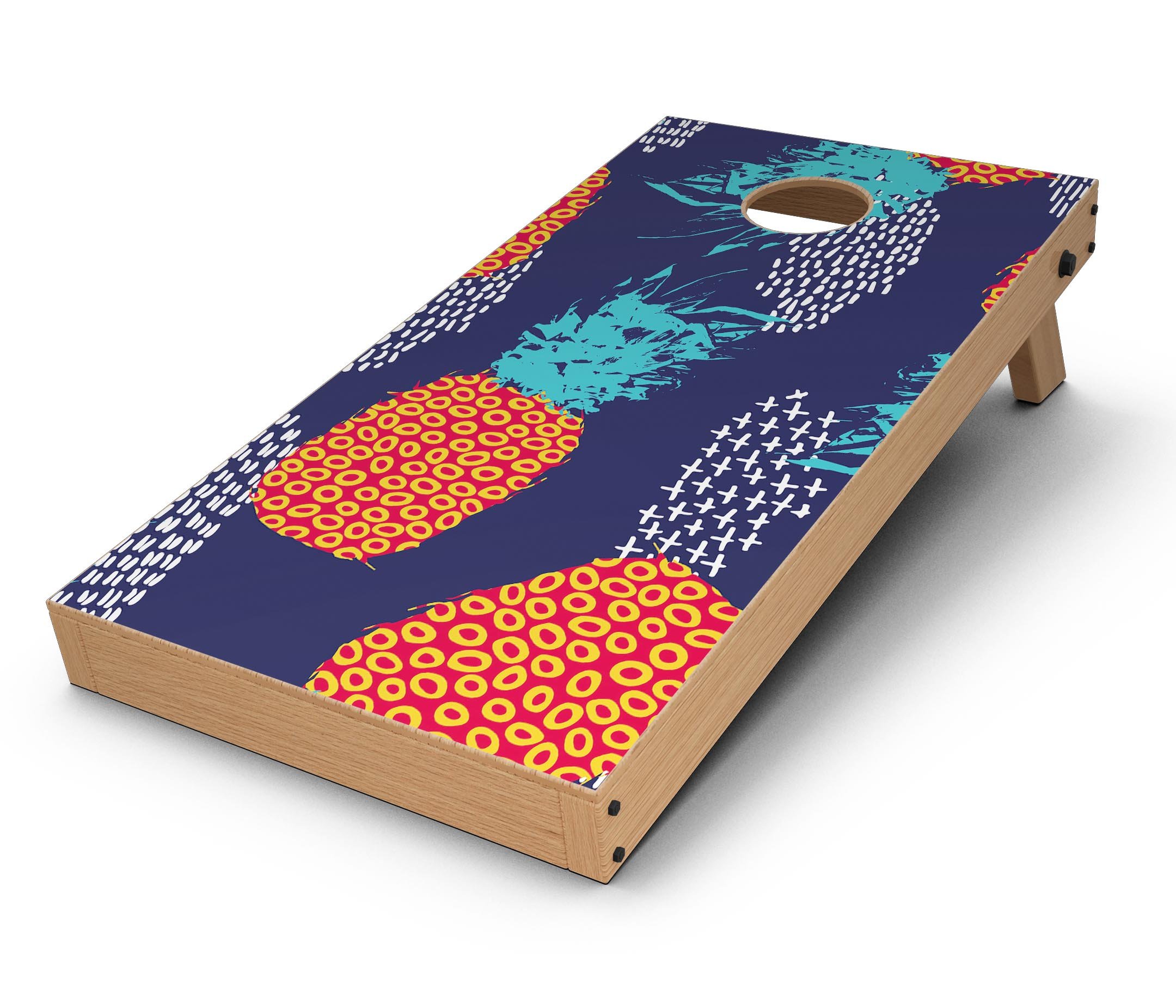 Design Skinz Summer Tropical Skin Set for Cornhole (Skin Only) - Retro Summer Pineapple v4