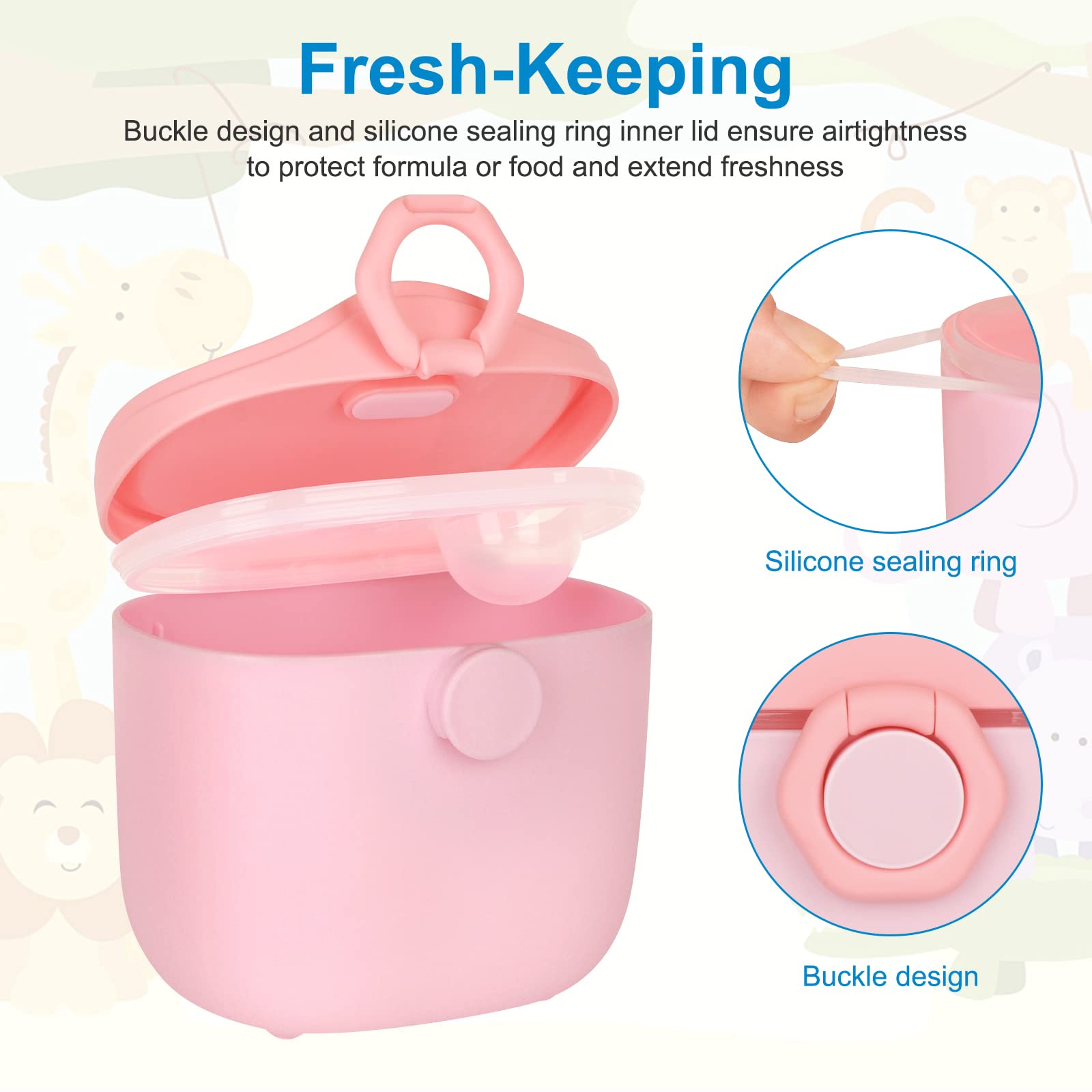 Accmor Baby Formula Dispenser, Portable Formula Container for Travel, Milk Powder Formula Dispenser with Carry Handle Scoop, Formula Dispensers Hold 8.8oz/250g Formula, Pink