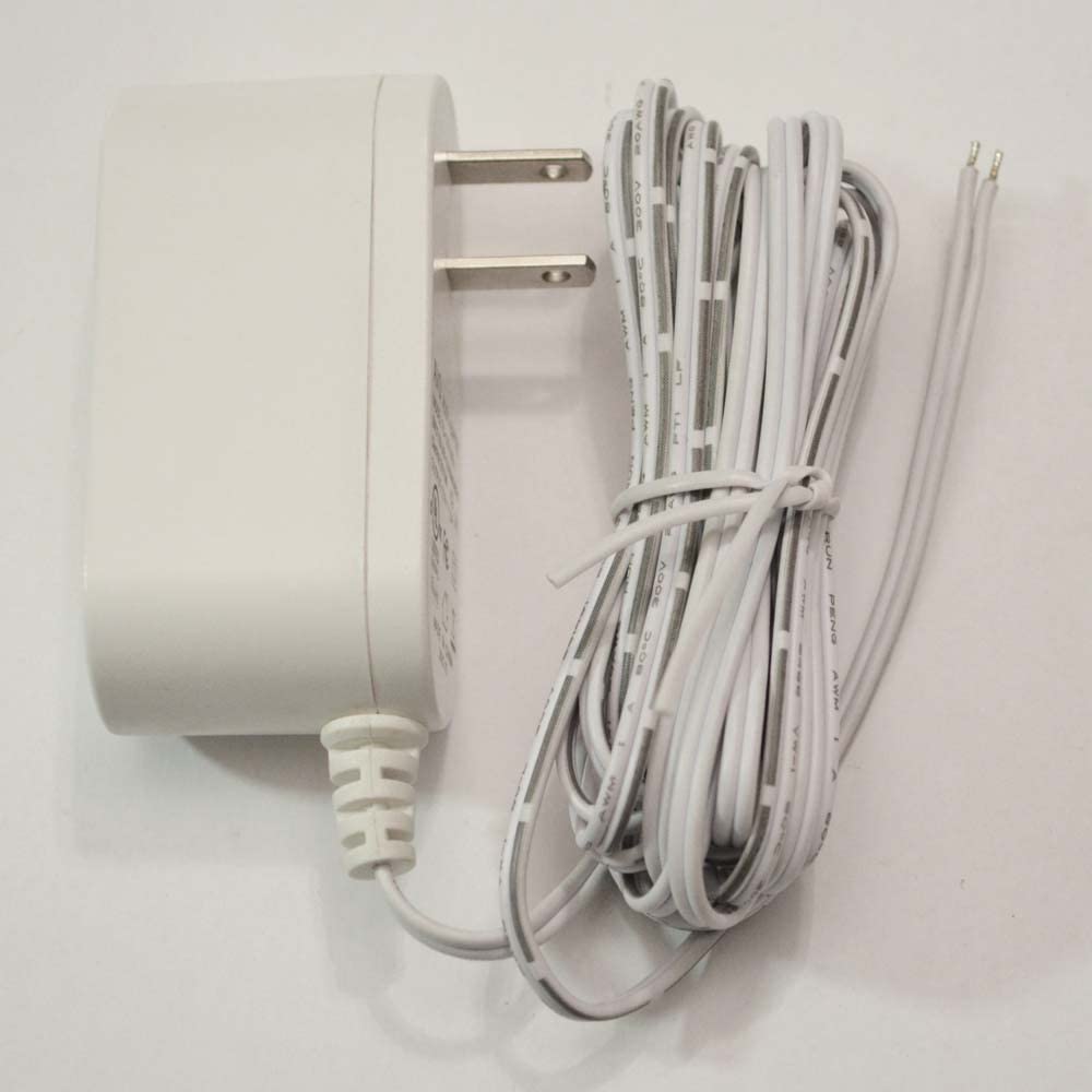 AVO 12VD150W - 12V DC 1.5A White Wall Plug DC Adapter/Power Supply, Input: 100-240VAC 50/60Hz, Non-Terminated 10 Foot Parallel Zip Cord Lead Wire