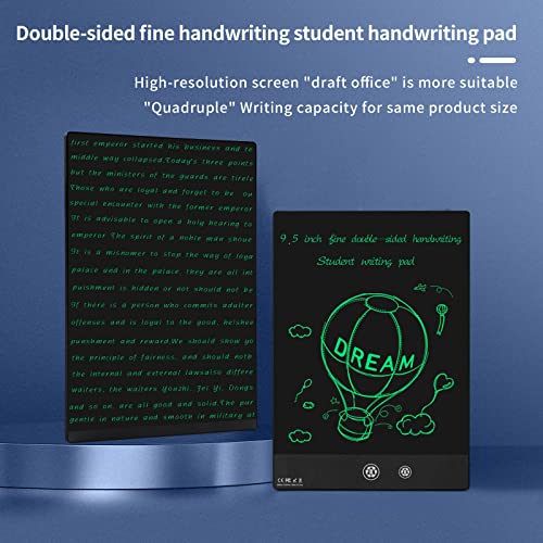 Amoretti Sonnet Mini LCD Writing Tablet, 9.5in Double Display Erasable Reusable Electronic Drawing Pads, Electronic scratchpad for Kids and Adults(Black…