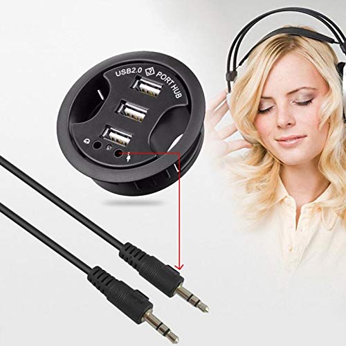 Leya-US LEYAYA 3 Ports USB 2.0 Hub with 3.5mm Audio and Microphone Jack