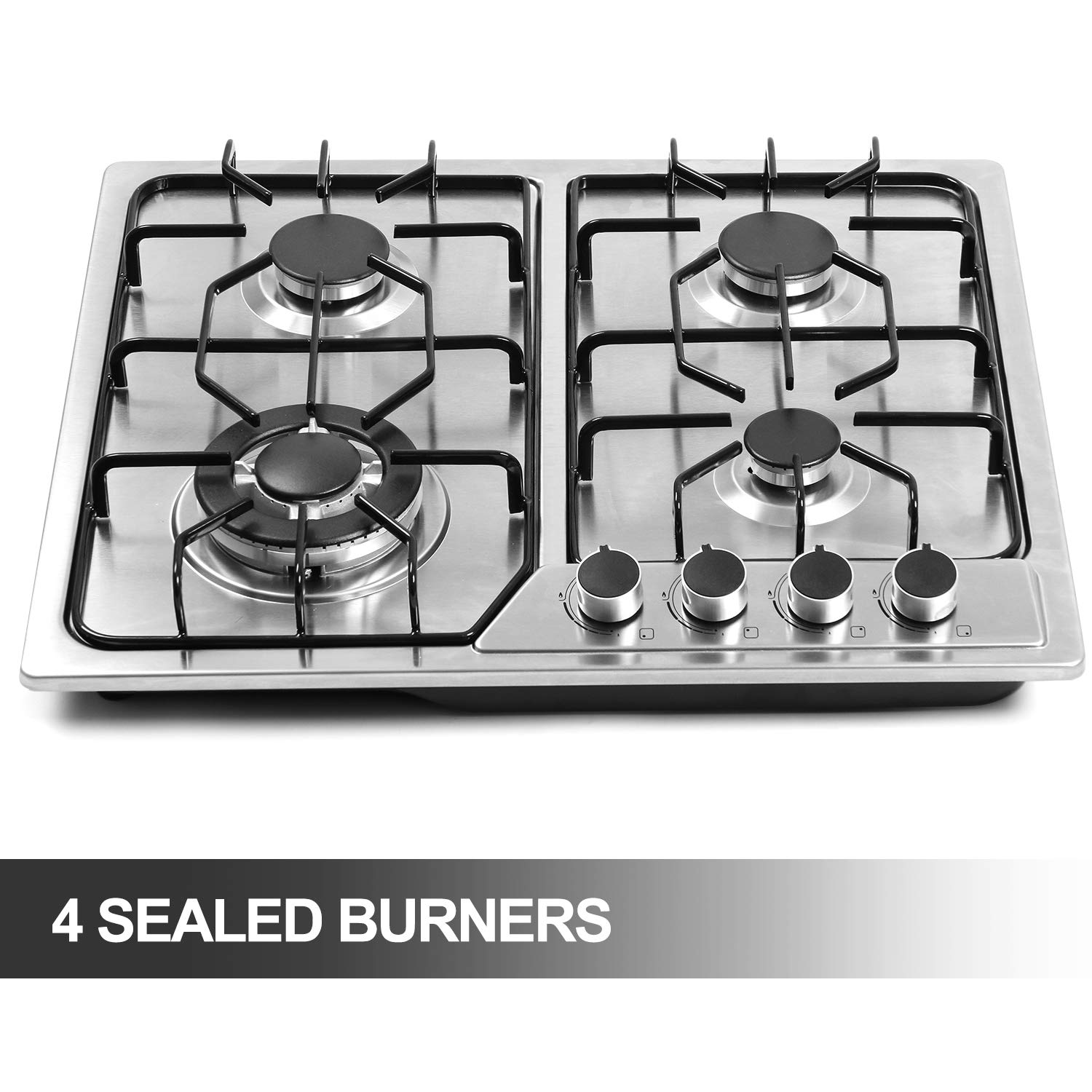 22″x20″ Built in Gas Cooktop 4 Burners Stainless Steel Stove with NG/LPG Conversion Kit Thermocouple Protection and Easy to Clean (20Wx22L)
