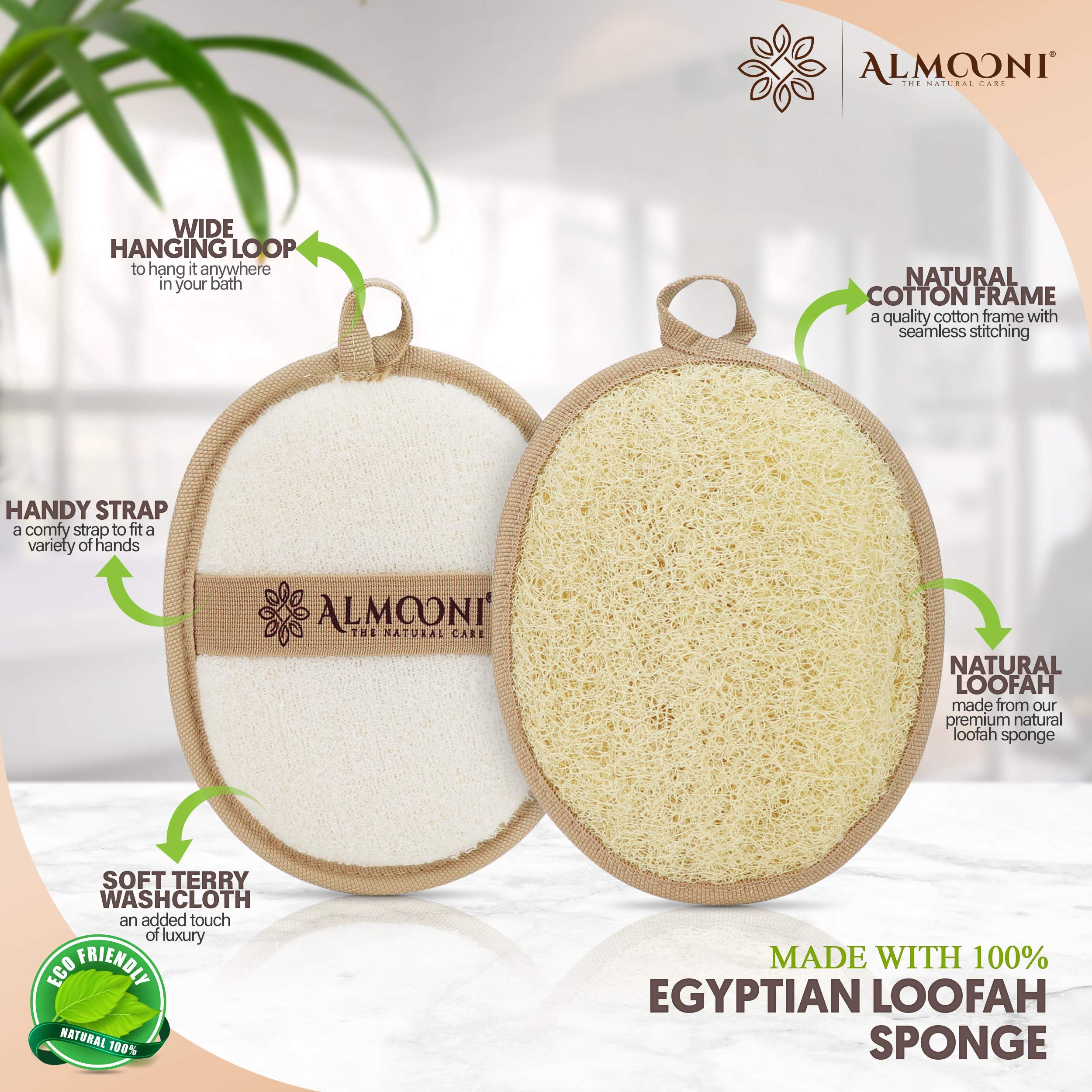 Premium Exfoliating Loofah Pad Body Scrubber, Back Scrubber and Facial Loofah Bundle, Made with Natural Egyptian Loofah Sponge That Gets You Clean, Not Just Spreading Soap
