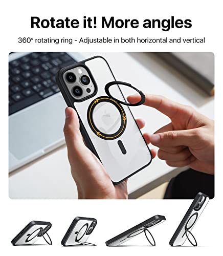 andobil Designed for iPhone 14 Pro Case - Compatible with Magsafe - 360° Rotatable Ring Stand - Shockproof Kickstand Slim Thin Phone Case for iPhone 14 Pro - [2023 EasyRelax Series] - Clear