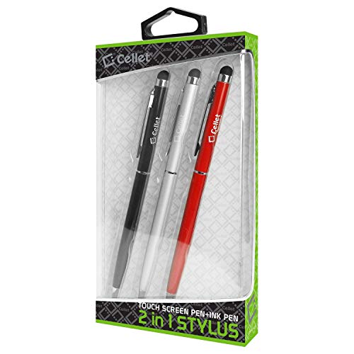 PRO Stylus Pen for Samsung Galaxy Tab S6 with Ink, High Accuracy, Extra Sensitive, Compact Form for Touch Screens [3 Pack-Black-Red-Silver]