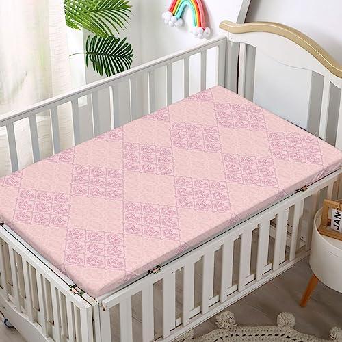 Damask Themed Fitted Crib Sheet,Standard Crib Mattress Fitted Sheet Soft & Stretchy Fitted Crib Sheet - Baby Sheet for Boys Girls,28β x52β,Peach Pink