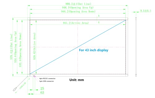 DeYoWo 43 Inch Interactive 10 Points Infrared IR Touch Screen Overlay Frame Free Driver…
