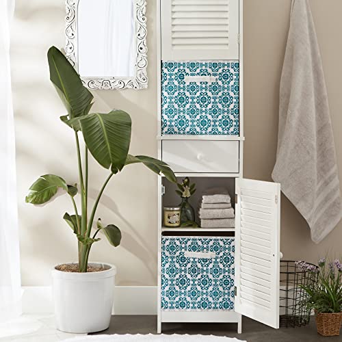 DII Non Woven Polyester Storage Bin, Scroll, Teal, Large