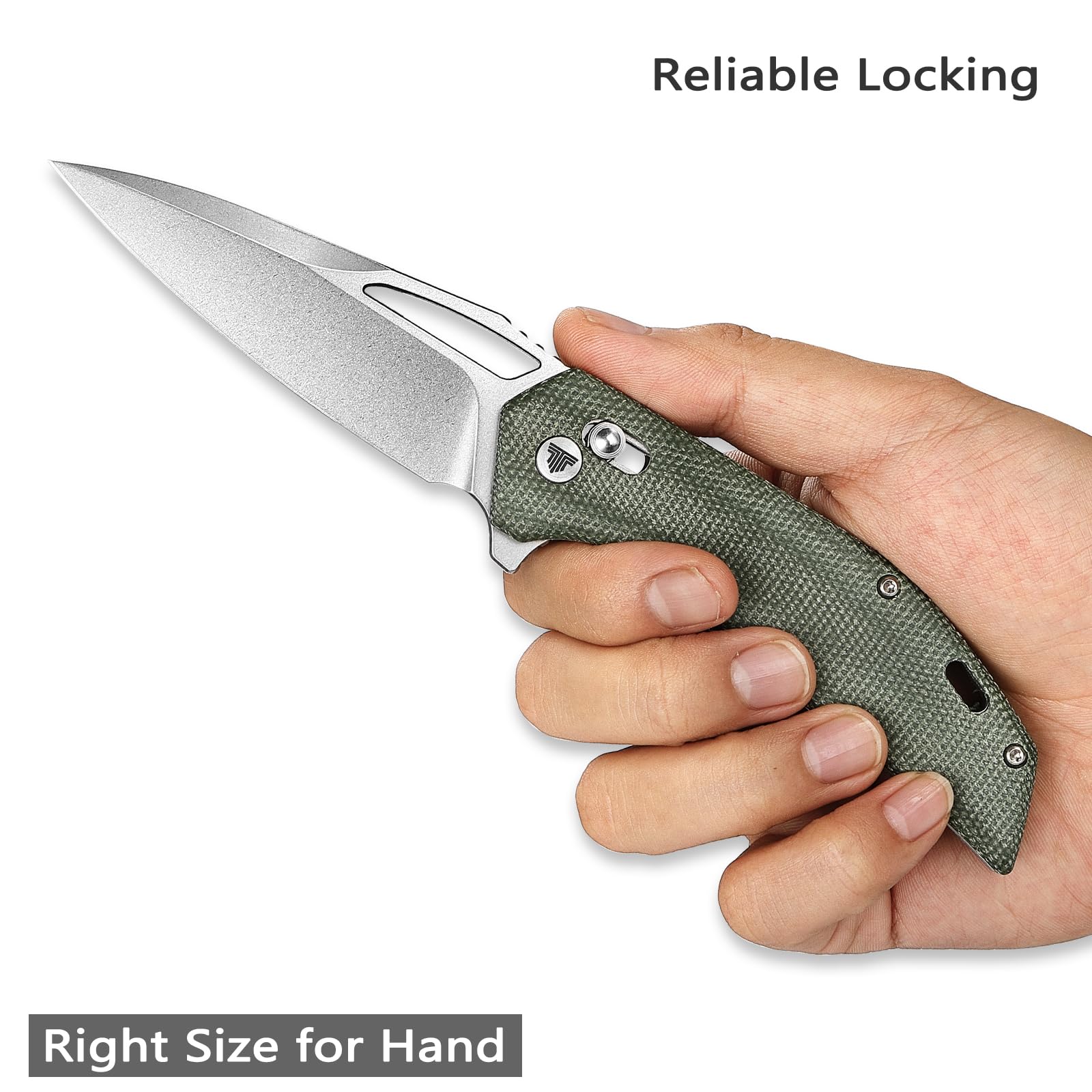 TRIVISA Folding Pocket Knife for Men EDC,3.38in Black 14C28N Steel Blade,Axis Lock Micarta Handle with Clip,Camping Hunting Outdoor Knives,Vela-04B