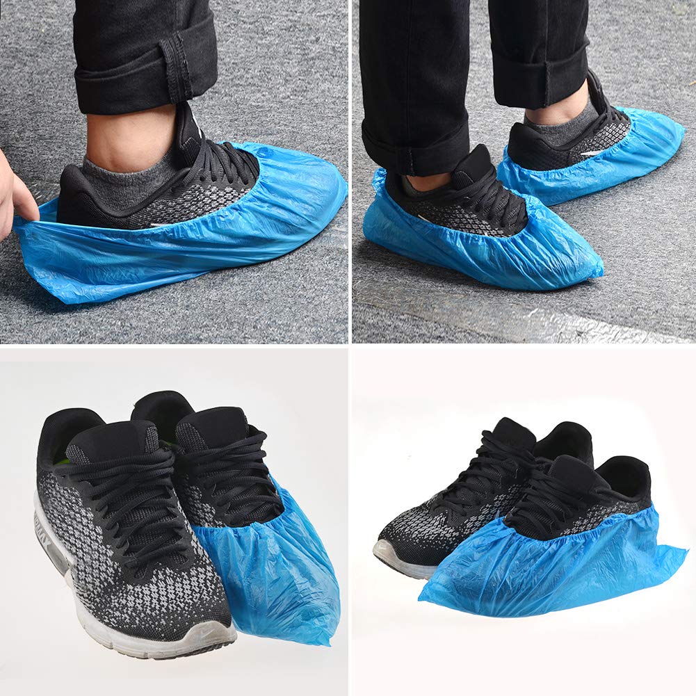 Dssiy 100 Pack Disposable Hygienic Boot & Shoe Covers 100 pack(50 Pairs)|Waterproof Slip Resistant Non-Slip, Durable for Construction, Workplace, Indoor Carpet Floor Protection,One Size Fits Most Blue