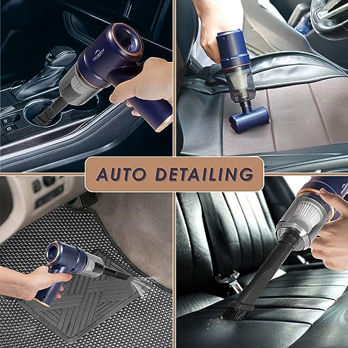 Century Ridge Cordless Car Vacuum, Portable Handheld Vacuum Cleaner 120W Lithium Ion Battery w/Charging Base Stand, 2-in-1 Mini Vacuum & Air Duster w/Attachments & Storage Bag