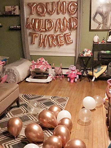 JeVenis Young Wild and Three Balloon Young Wild and Three Banner Young Wild and Three Decorations for Girl Third Birthday Decorations 3 Year Old Birthday Decor 3rd Birthday Balloon