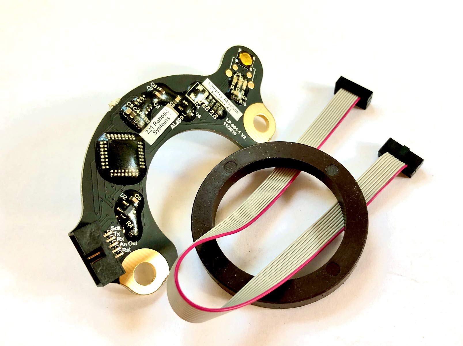 221 Robotic Systems Lamprey Absolute Rotary Encoder-Hollow Bore, 10-bit, Analog/UART/PWM
