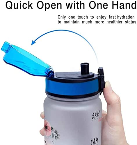 64HYDRO 32oz 1Liter Motivational Water Bottle with Time Marker, Puerto Rico Inspiration Motivation - HLZ1401005Z