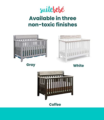 Suite Bebe Hayes 4 in 1 Convertible Crib, Coffee and Faux Barnwood - Quick Ship