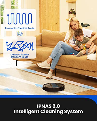 Proscenic 850T Robot Vacuum Cleaner, Wi-Fi Connected Robot Vacuum and Mop, Works with Alexa & Google Home, 3-in-1 Robotic Vacuum with 3000Pa Strong Suction on Carpets and Hard Floors, Boundary Strip