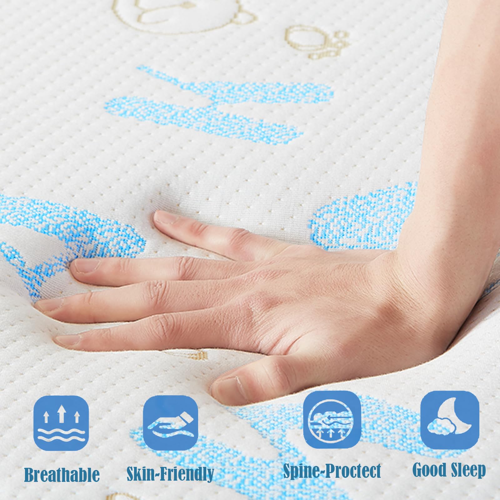 OUUI 5 Inch Queen Mattress, Removable Washable Cover Cooling Memory Foam Medium Feel, Bed-in-a-Box, CertiPUR-US Certified