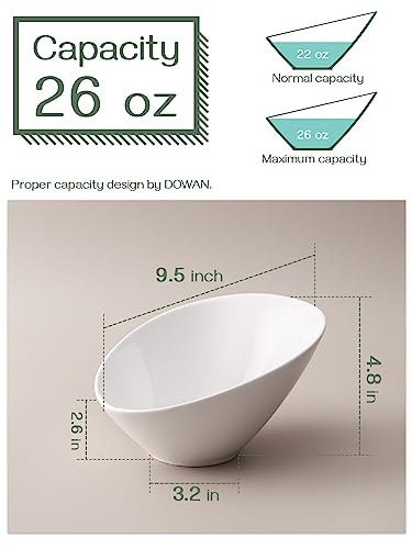 DOWAN 26 OZ Salad Bowls 2 Packs - 9.5" Large Serving Bowls - Angled Bowls for Salad, Pasta, Fruit, Macaroni, Taco, Sauces - Slanted Curve Bowls for Restaurant, Party, Daily Use, Wedding, Anniversary