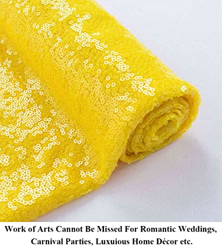 Sequin Fabric Glitter Fabric 3mm 1 Yard Sequin Fabric by The Yard Sparkly Fabric Little Mermaid Fabric Outdoor Glitter Fabric Sequence Material for Dress Clothing Wedding Home Dec (1 Yard, Yellow)