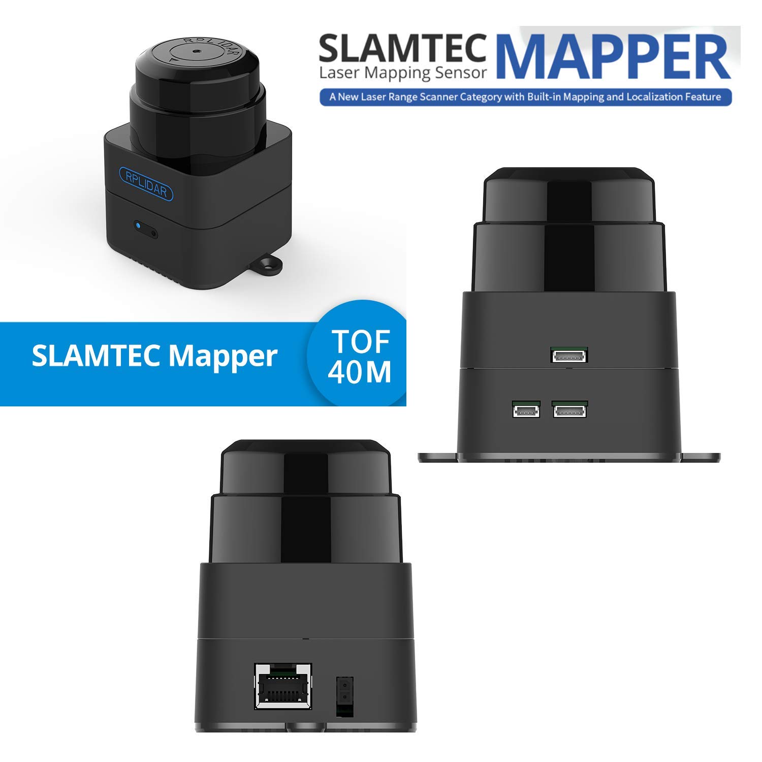 youyeetoo Slamtec RPLIDAR SLAMTEC M2M2 TOF Laser Scanner Kit 40 Meters Scanning Radius LIDAR Sensor for Map Construction and Navigation of Robots