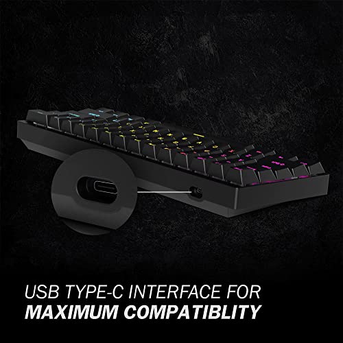 DURGOD HK Venus RGB Mechanical Gaming Keyboard | 60% Layout | USB C Wired | Doubleshot PBT Keycaps | Cherry Profile | NKRO Rollover | Windows & Mac | Aluminium Chassis| Cherry MX Blue, Black